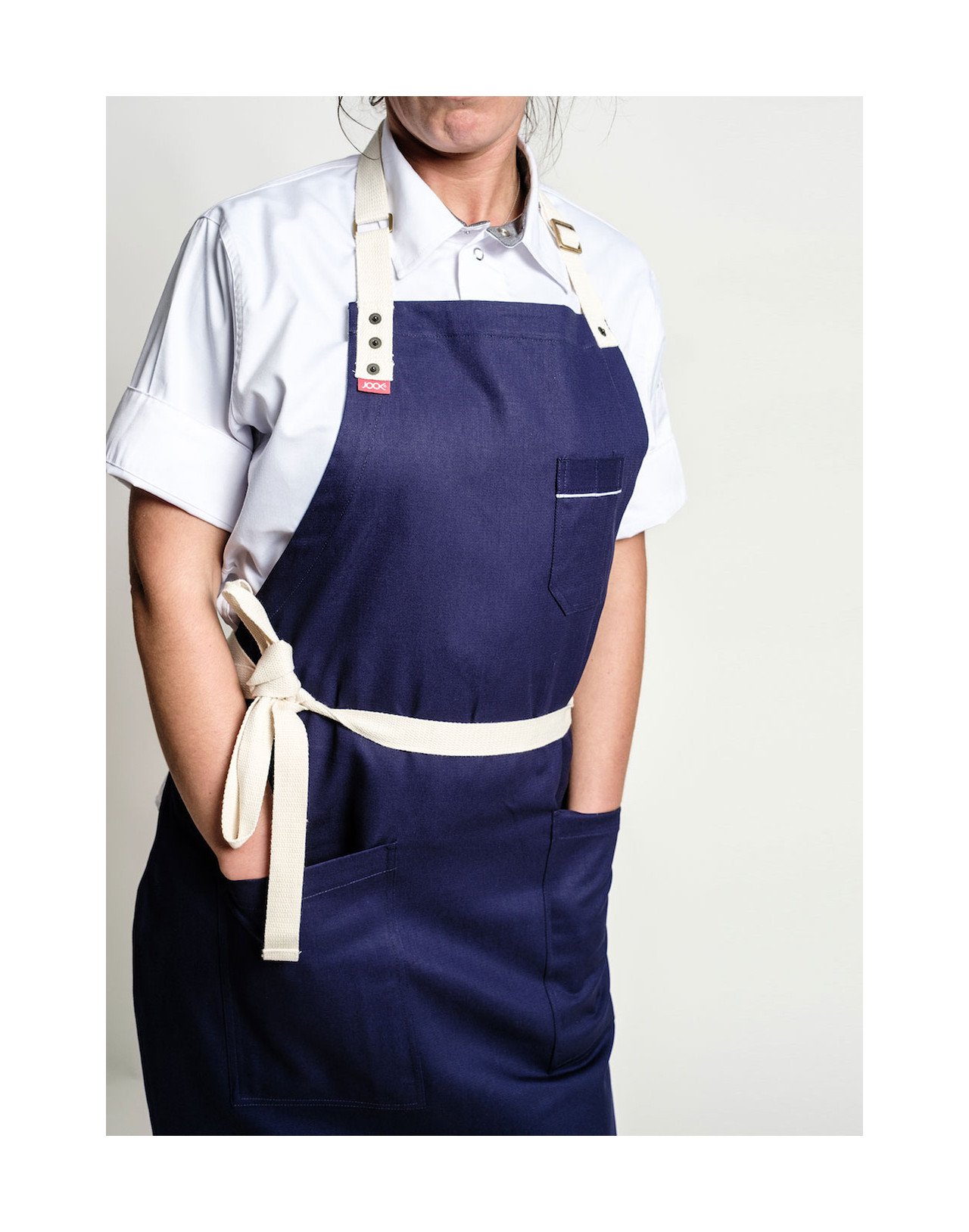 Dark blue apron chef- design restaurant
